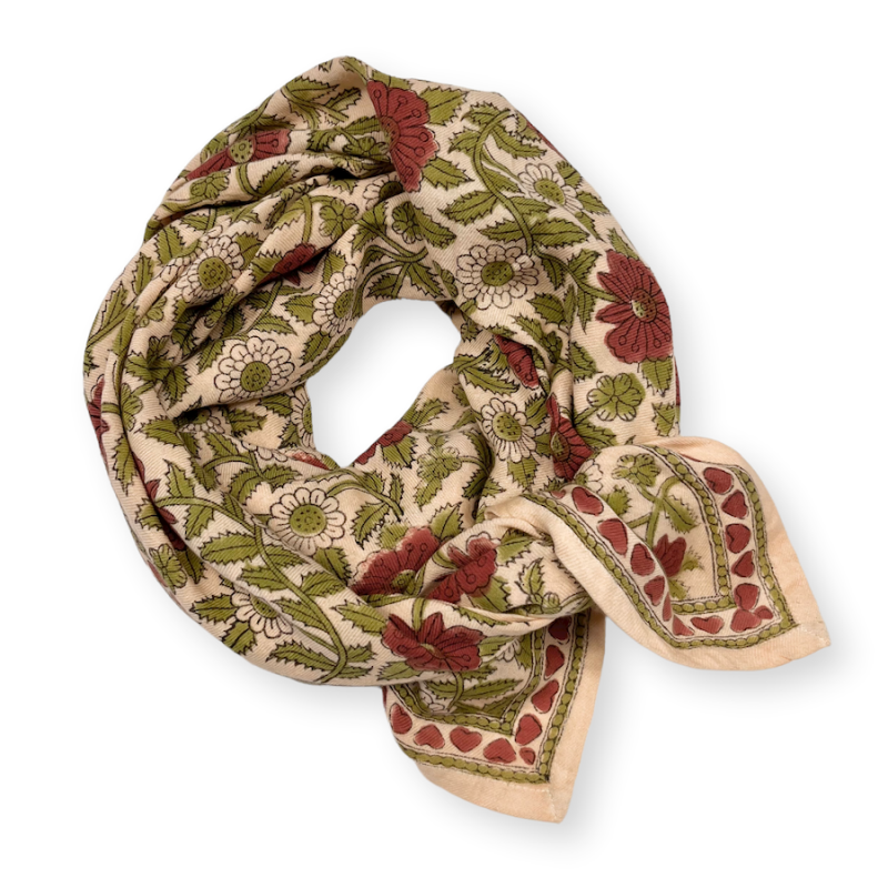 Grand Foulard Latika Coeur Macaron by APACHES, UNIVERS FOULARDS